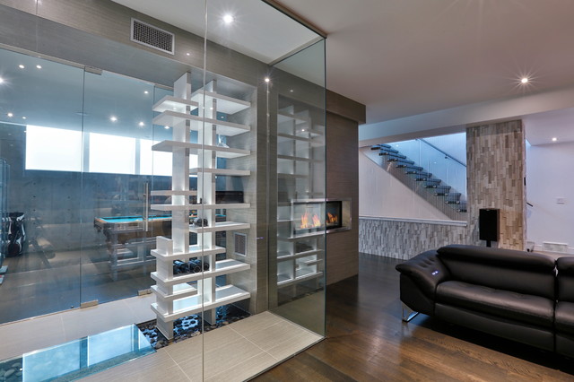 Contemporary Wine Cellar with Water Feature - Contemporary - Wine ...