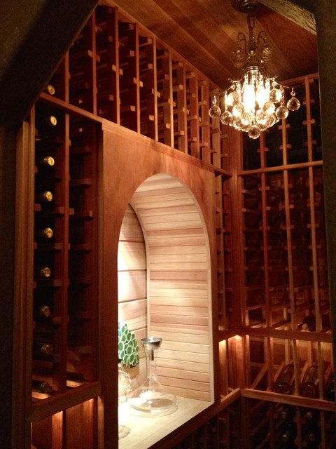 Custom Wine Cellar with Decanting Space - Rustic - Wine Cellar - San ...