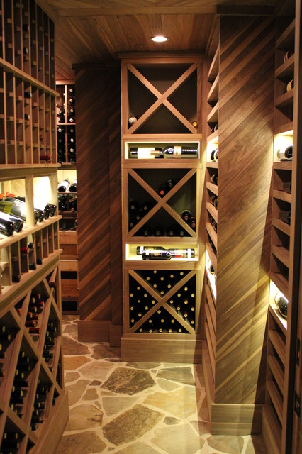Diamond Bins in Unstained Black Walnut - Traditional - Wine Cellar ...