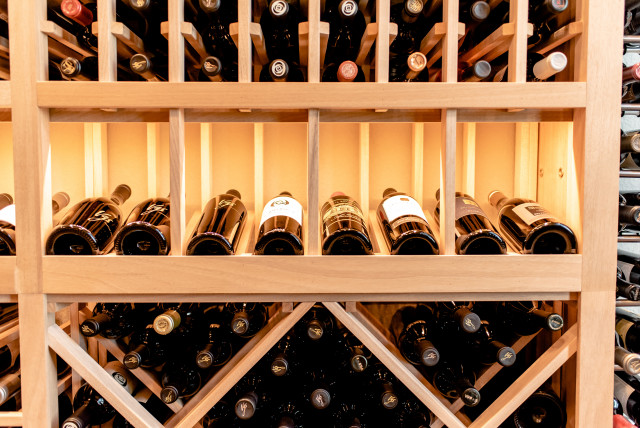 Gorgeous Wine Display Row Installed in the Contemporary Wine Cellar in ...