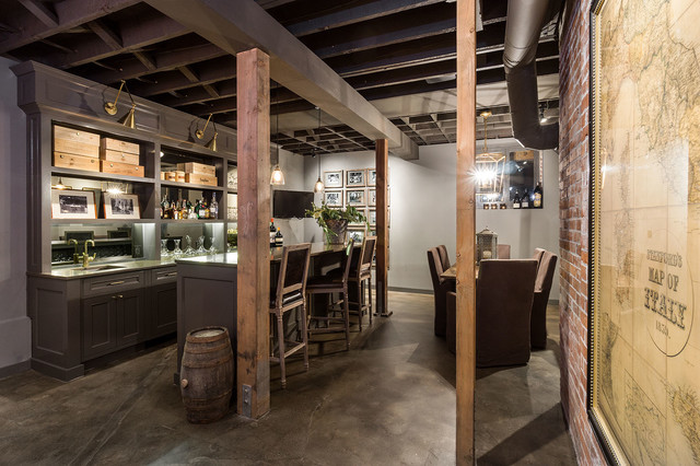 Henry Hahn House - wine cellar and bar - Transitional - Wine Cellar ...