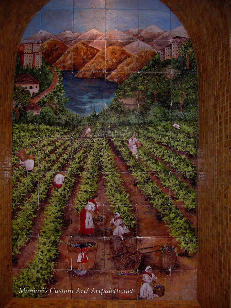 Kitchen Backsplash Murals / Wine Cellar Art & Murals - Méditerranéen ...