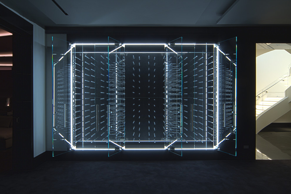 LED Illuminated Glass Enclosed Wine Cabinet - Modern - Wine Cellar ...