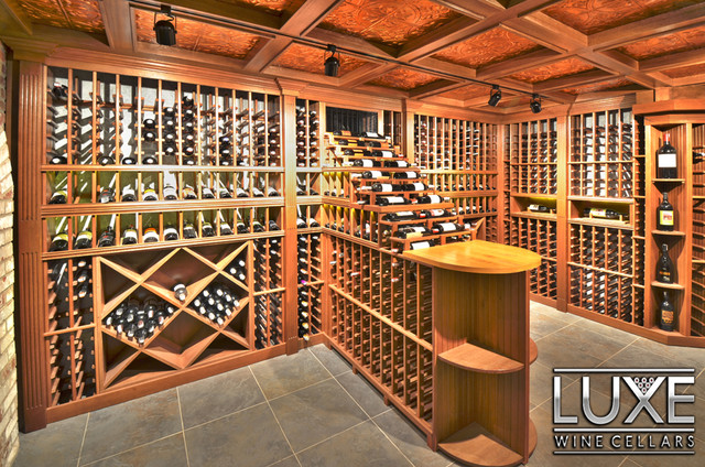 Luxe Wine Cellar - 4448 Bottle Mahogany Cellar w/ Walnut Stain ...