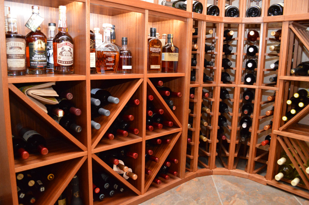 Mahogany Wood Wine Racks Residential Custom Wine Cellar Design ...