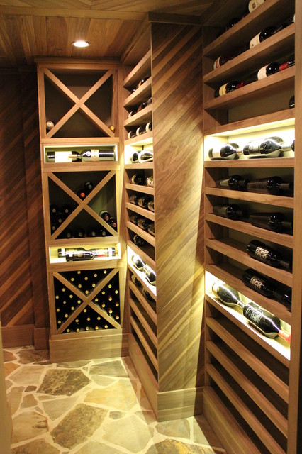 Unstained Black Walnut Custom Wine Cellar - Traditional - Wine Cellar ...
