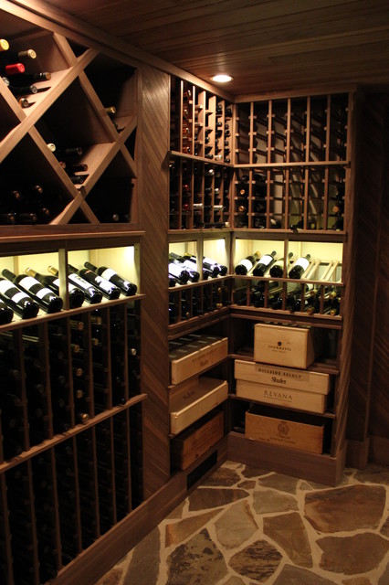 Unstained Black Walnut Custom Wine Cellar - Classique - Cave à Vin ...