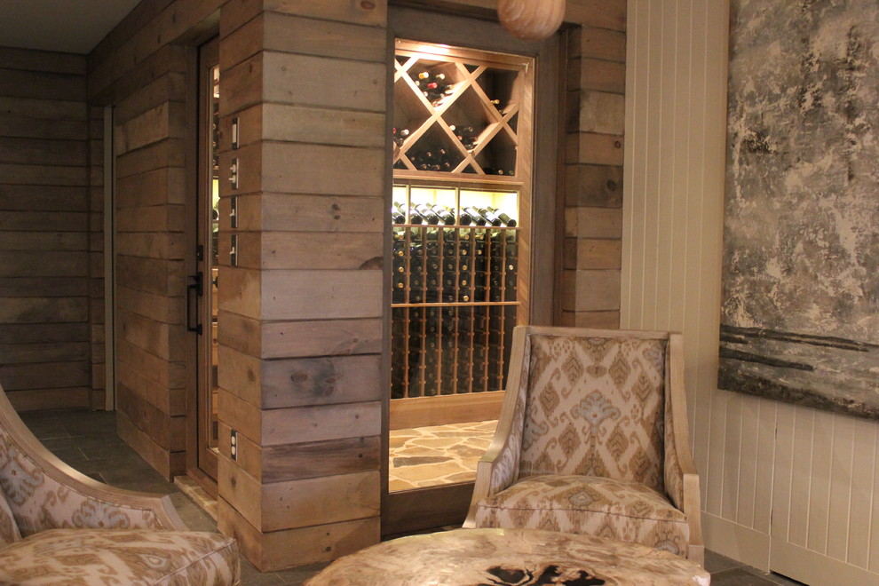 Unstained Black Walnut Custom Wine Cellar - Classique - Cave à Vin ...
