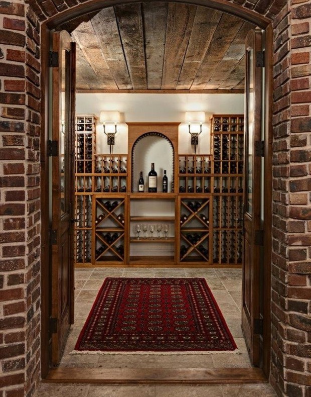 View of the Residential Wine Cellar from the Tasting Room - Traditional ...